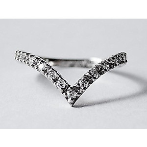 SOVATS Chevron Thumb Ring for Women Set with White Cubic Zirconia 925 Sterling Silver Rhodium Plated - Simple, Stylish &Trendy Nickel Free Ring, Size 8