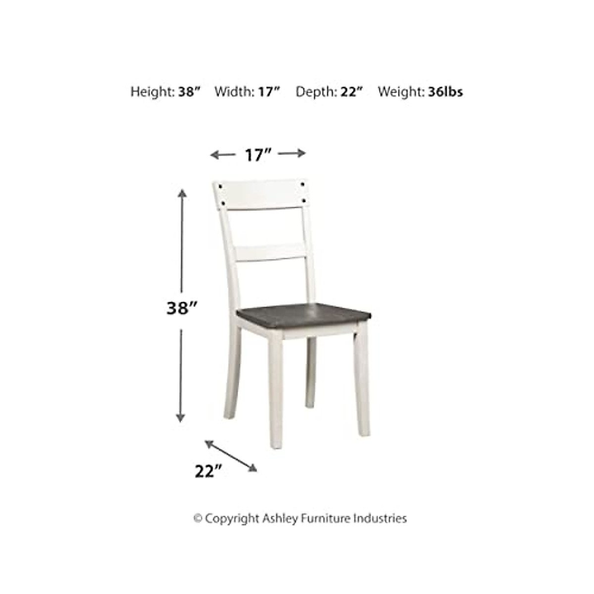 Signature Design by Ashley Nelling Modern Farmhouse Weathered Dining Chair, 2 Count, White & Dark Brown