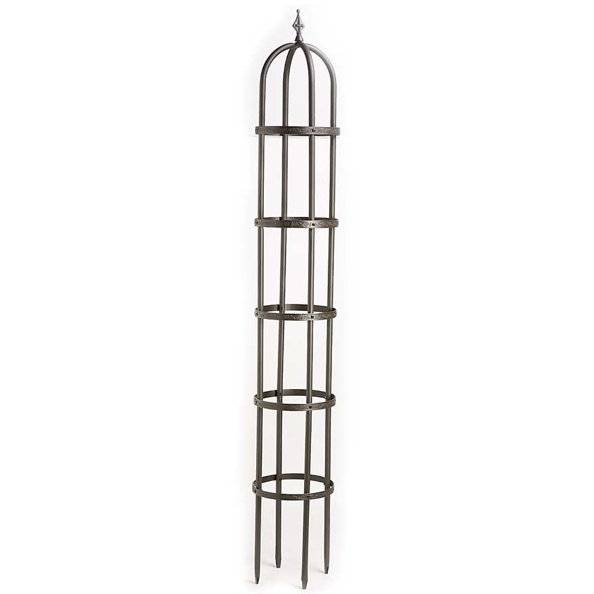 Plow & Hearth Metal Garden Obelisk | Indoor/Outdoor | Powder-Coated Steel | Trellis for Climbing | Floral Pattern | 11" Dia. x 8'H | Bronze
