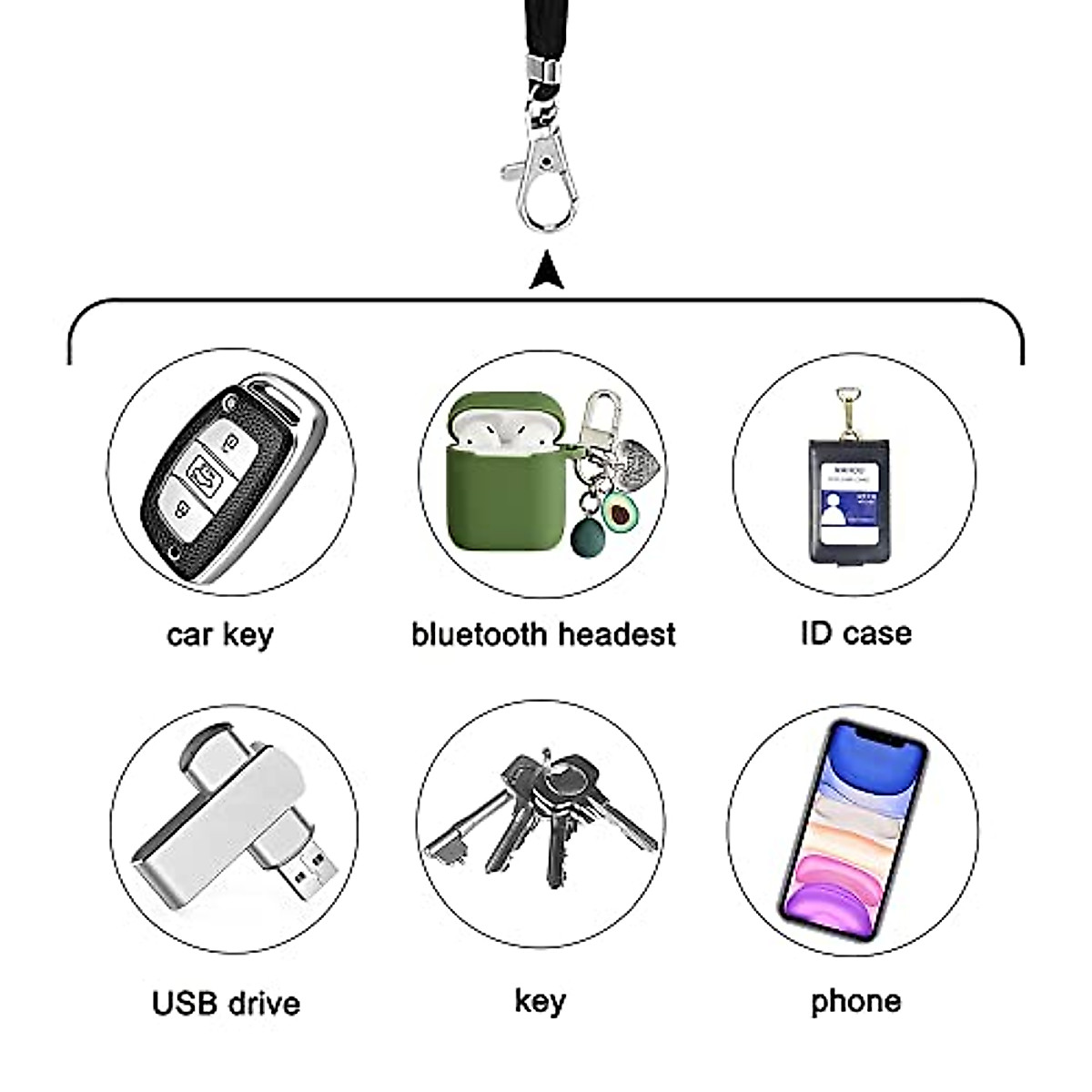 Kinizuxi Cell Phone Lanyard 3Packs, Universal Phone Lanyard with Adjustable Neck Strap, Phone Crossbody Lanyard Strap Compatible with Most Smartphones with Full Coverage Case (Black)