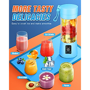 Portable Blender for Shakes and Smoothies,6 Blades Juicer Cup for USB Rechargeable,Personal Blender with One Touche Operation,Blender Shake Smoothie for Kitchen,Travel and Sport, Blue7