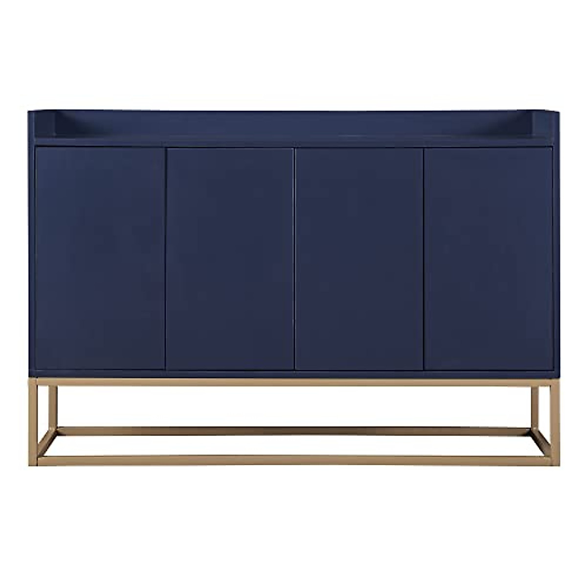 RuiSiSi Modern Sideboard Cabinet Wood Rebound Device Straight-Opening Doors Kitchen Sideboard Buffet Storage Cabinet Narrow Console Table for Entryway Metal Leg, Navy