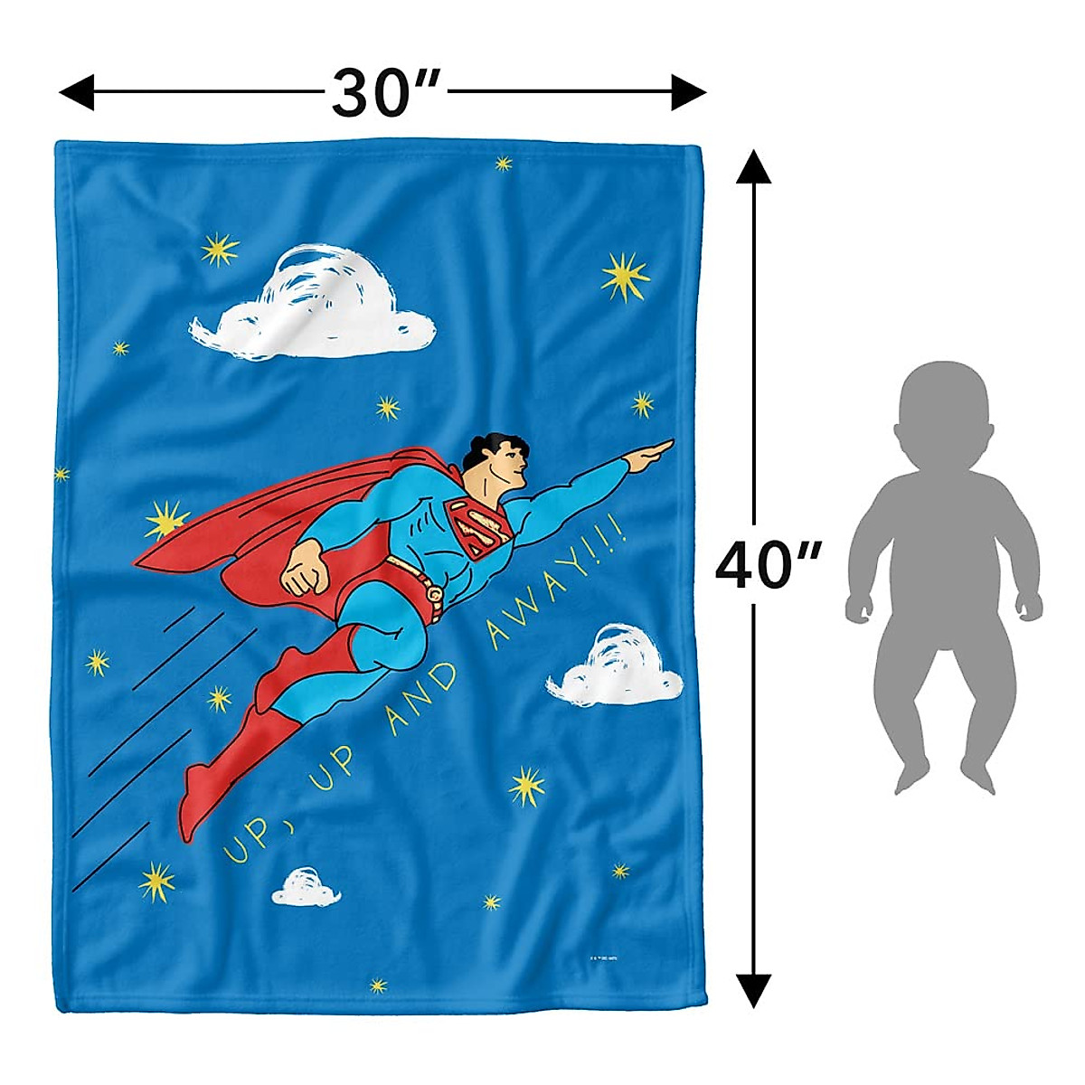 LOGOVISION Superman Lightweight Baby Blanket, 30"X40", Up Up and Away Unisex for Infants Girls & Boys