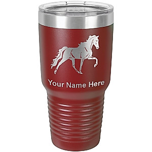 LaserGram 30oz Vacuum Insulated Tumbler Mug, Horse, Personalized Engraving Included (Maroon)