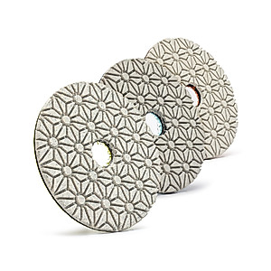 Casaverde 3 Step Diamond Polishing Pads 4 Inch Dry or Wet for Granite Marble