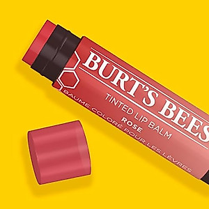 Burt's Bees Lip Tint Balm with Long Lasting 2 in 1 Duo Tinted Balm Formula, Color Infused with Deeply Hydrating Shea Butter for a Natural Looking Buildable Finish, Petal Rose (2-Pack)