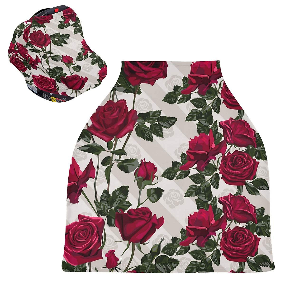 Nursing Cover Baby Car Seat Covers Carseat Canopy (Red Rose Flowers)