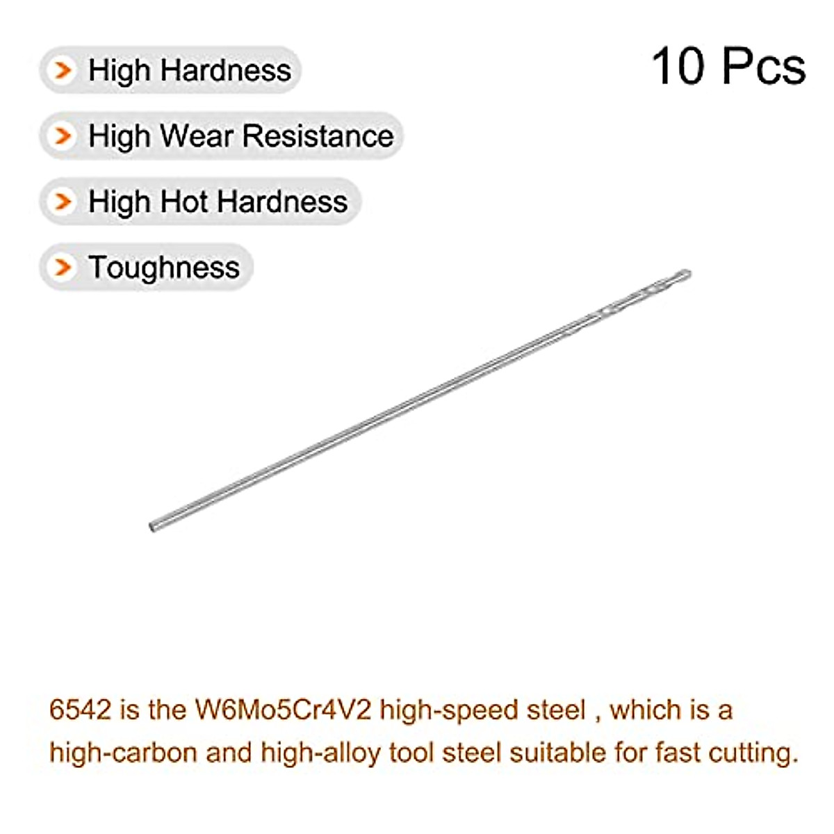 uxcell 10 Pcs 0.4mm HSS(High Speed Steel) W6542 Micro Drill Bits, Fully Ground Jobber 20mm Length Drill Bit for Mild Steel Copper Aluminum