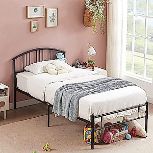 VECELO 14 inch Twin Bed Frame Metal Platform Mattress Foundation with headboard Footboard Steel Slat Support/No Box Spring Needed/Easy Assembly