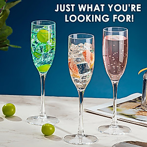 eventpartener Plastic Champagne Flutes, 16 PCS Hard Disposable Unbreakable 5 Oz Champagne Glasses, Shatterproof Toasting Glasses, Ideal for Home Daily Life Wedding Toasting Drinking, Party Supplies