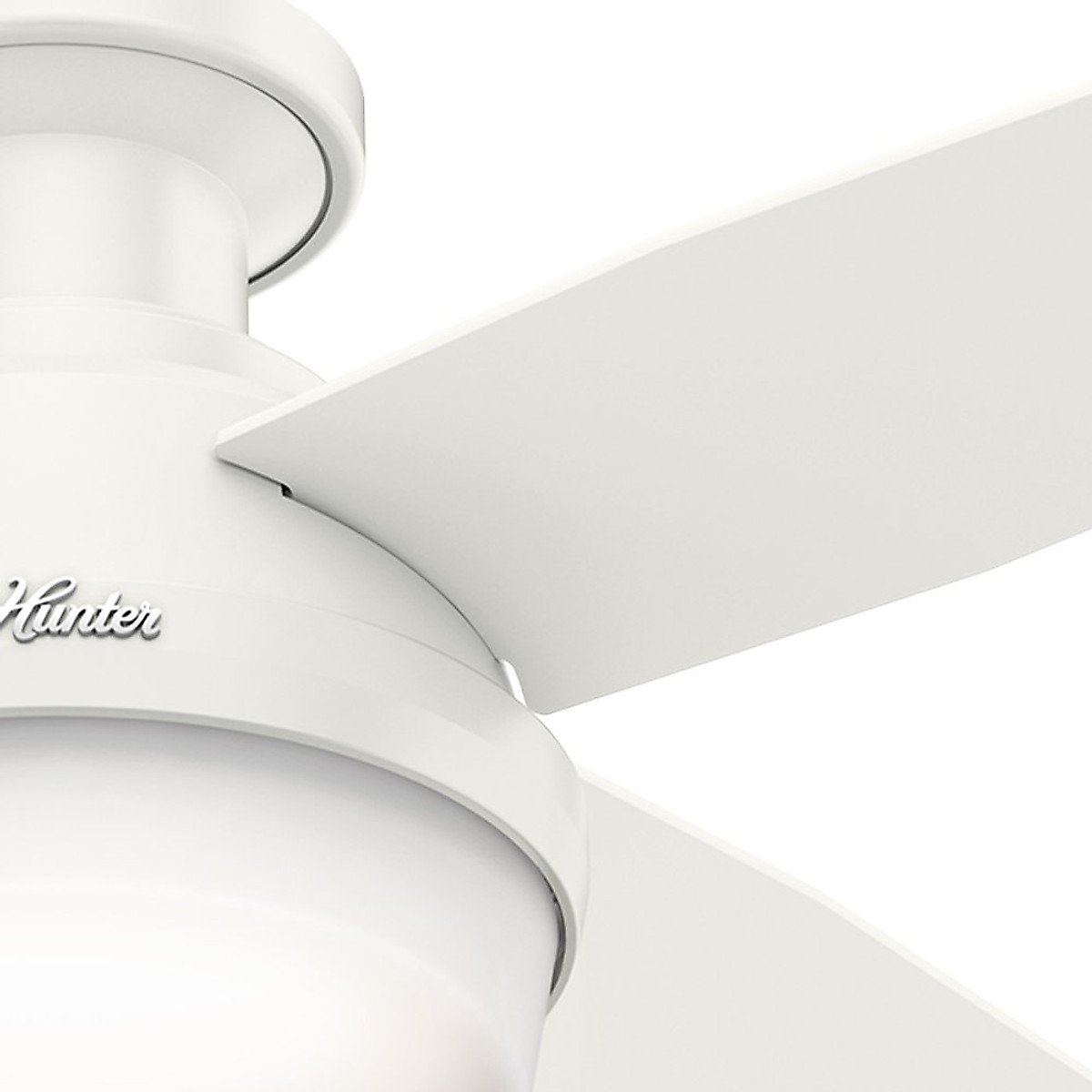Hunter Fan 44 Inch Fresh White Ceiling Fan with Light and Remote Control, Indoor Ceiling Fan with 4 Blades for Bedroom, Living Room, Office, Basement, Kitchen, Dining Room (Renewed)
