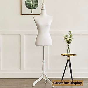 Female Dress Form Mannequin Torso Adjustable Height Mannequin Body with Tripod Stand for Clothing Dress Jewelry Display, White