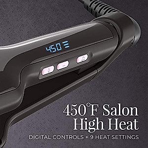 Remington S9520 Pro 2" Pearl Ceramic Flat Iron, Hair Straightener, Digital Controls + 9 Heat Settings, Black/Pink