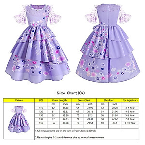 Yipkorra Encanto Mirabel Costume for Girls, Little kid Cosplay Isabella Outfit Princess Halloween Dress Up With Earrings (Isabela B, 7-8 Years)