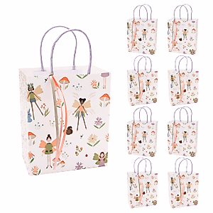 Cheerland Fairy Gift Bags Woodland Theme Party Favor Bags Fairies Party Bags Girls Birthday Favor Bag Pastel Candy Bag Baby Shower Goodie Bag Supplies Fairies Party Favors & Decorations - Pack of 8
