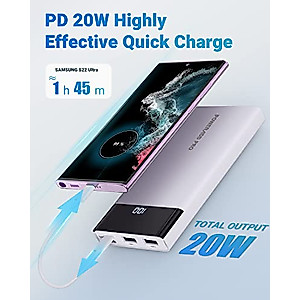 POWERADD PRO Portable Charger 10000mAh PD 20W Fast Charge Power Bank 2 Inputs 3 Outputs External Battery Pack Bundle with 20W USB C Wall Charger Compatible with iPhone 14 13 iPad Samsung Pixel.