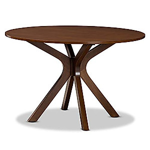 Baxton Studio Kenji Modern and Contemporary Walnut Brown Finished 48-Inch-Wide Round Wood Dining Table