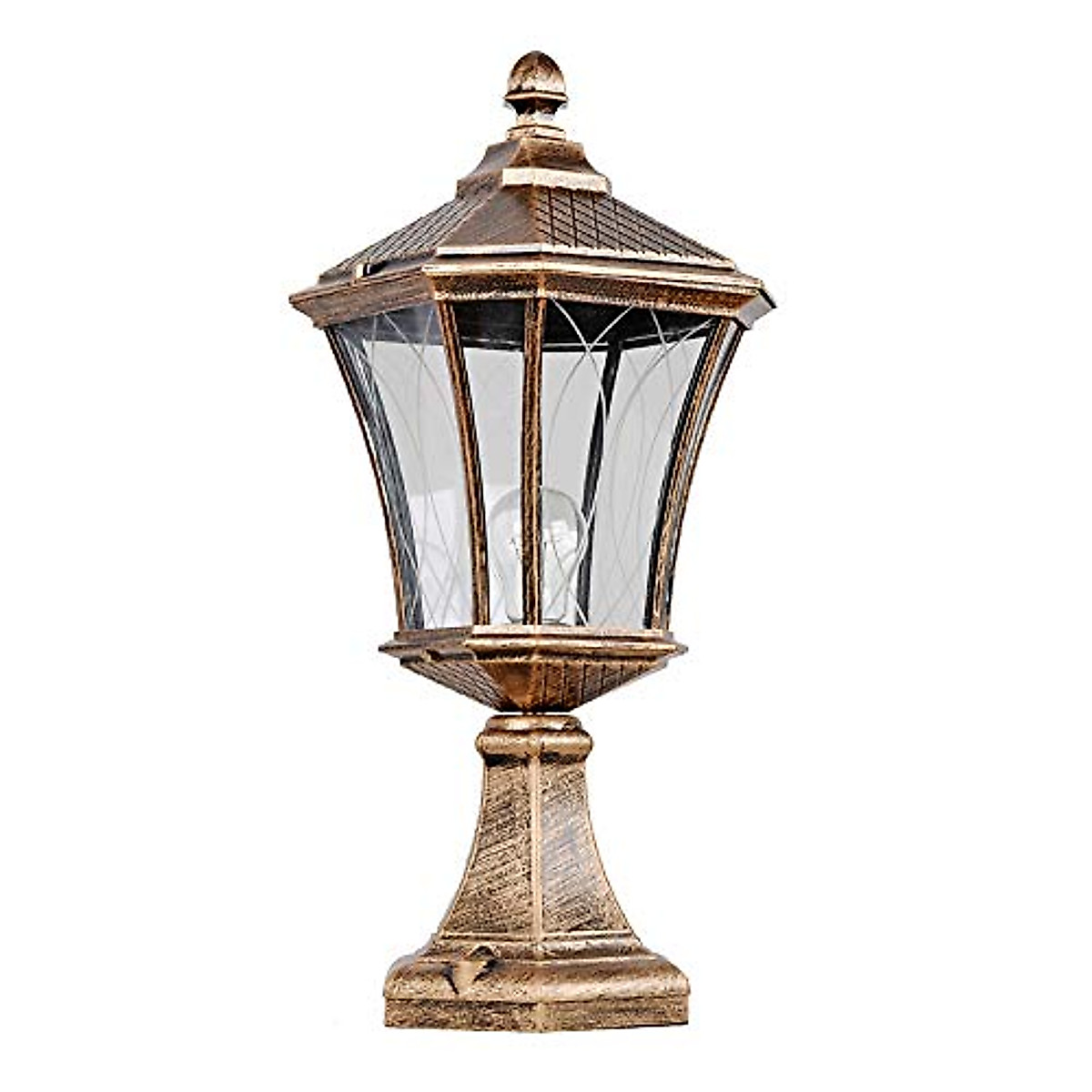 ZZYJYALG European Outdoor Basic Pedestal Post Light Bronze Waterproof Garden Villa Garden Lights Home Retro Traditional Lantern Door Column Gate Wall Pillar Lamp