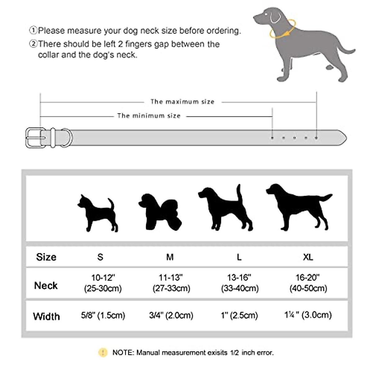 Didog Soft Padded Leather Dog Collar, Breathable Heavy Duty Dog Collar Leather with Adjustable Rust-Proof Metal Buckle for Small Medium Large Dogs (L: Total Length 20", Fit 14-17" Neck, Brown)