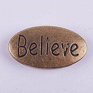 FC-29592 50Pcs/Lot Silver or Bronze Long Oval Shaped Hand Made Believe Letter Spacers Beads DIY Jewelry Making Material Findings - ( Type: Bronze )