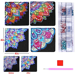 BSRESIN Diamond Art Bookmarks, 4 PCS Cute Diamond Art Bookmarks for Book Lovers, DIY Corner Bookmark Diamond Art Kits for Kids