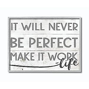 Stupell Industries Make It Work Inspirational Family Word, Design by Artist Daphne Polselli Wall Art, 11x14, Grey Framed
