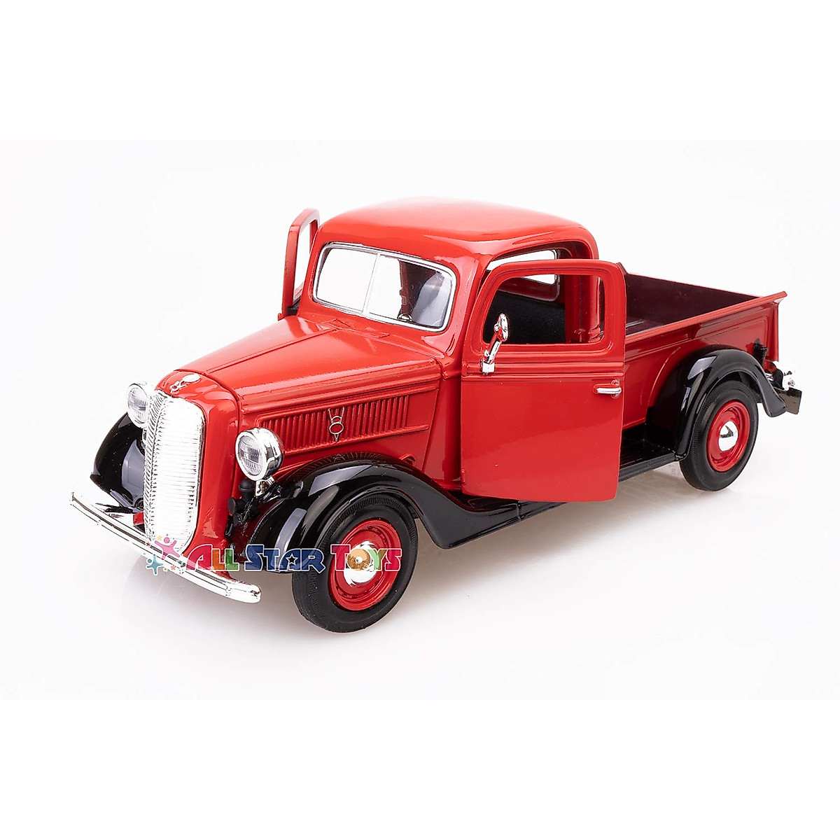 1937 Ford Pick Up Truck, Red With Black - Showcasts 73233 - 1/24 Scale Diecast Model Car by Motor Max