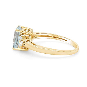 Jewel Zone US Simulated Blue Aquamarine & White Topaz CZ Fashion Ring in 14k Gold Over Sterling Silver (1.67 Cttw)