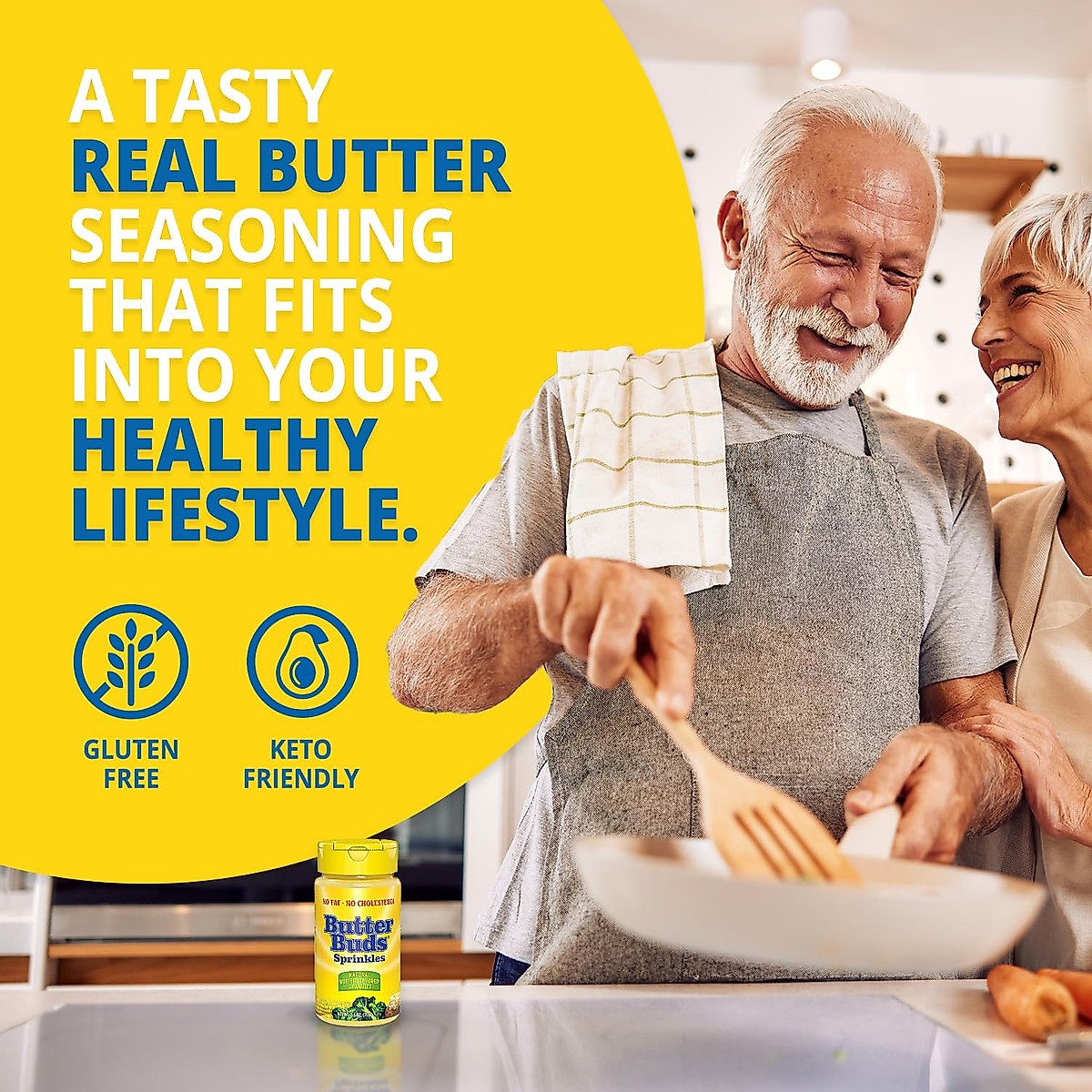 Butter Buds Sprinkles Butter Flavored Granules - Low Calorie, Fat-Free Butter Spray Alternative for Healthy Snacks and Meals, Lightly Salted Butter Popcorn Seasoning, 2.5 Oz (Pack of 3)