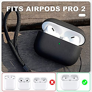 AirPods Pro 2 Case Silicone Protective Cover [Front LED Visible] Compatible with AirPods Pro 2nd Generation (Black)