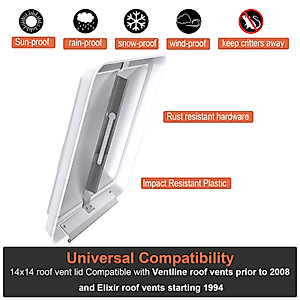 LQKUMJG 14" Universal RV Roof Vent Cover Waterproof Vent Lid Replacement for Camper Trailer Motorhome (White 1 Pack)