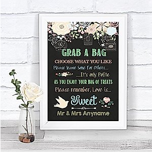 Shabby Chic Pretty Chalkboard Style Love is Sweet Candy Buffet Personalized Wedding Sign