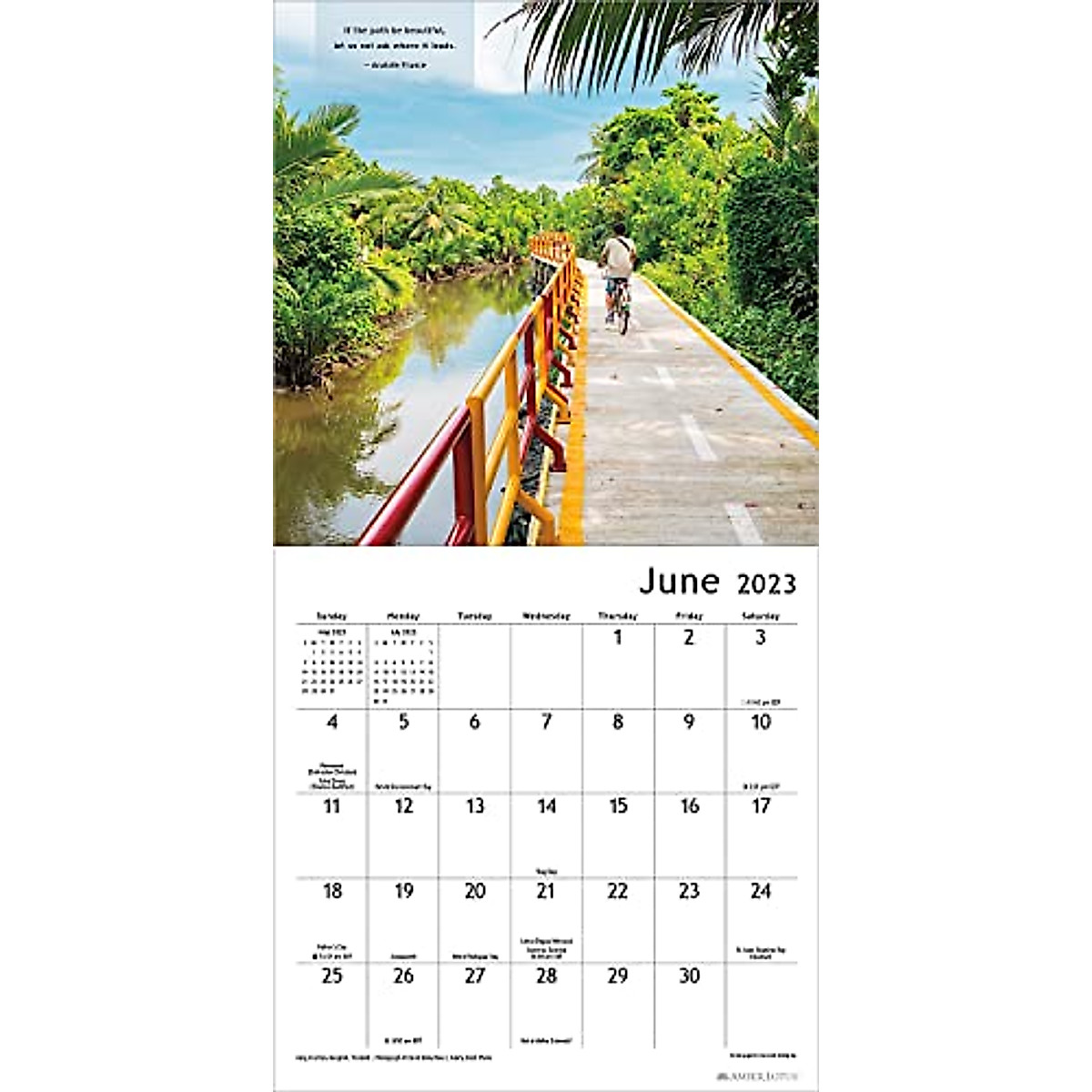 Bicycle Bliss 2023 Wall Calendar: Bike Adventures and Inspiration | 12" x 24" Open | Amber Lotus Publishing