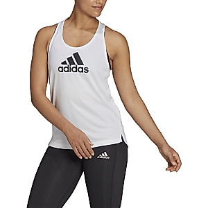 adidas Women's AEROREADY Designed 2 Move Logo Sport Tank Top, White/Black, Small