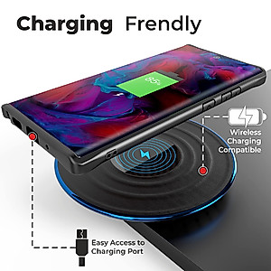 Carbon Fiber Pattern Slim Case Compatible with Samsung Galaxy S9 Plus, Shockproof 10ft. Drop Tested, Wireless Charging Compatible - Black