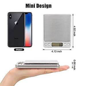 Emoly Food Scale,Digital Kitchen Scale, Mini Size Food Scale 500g/ 0.01g - High Precision Jewelry Weight Scale with Platform, Stainless Steel, LCD Display, Tare，Pcs Features（Does not include battery）