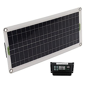 FOUF 30W Portable Solar Panel, 12V Off Grid Solar Panel Connector Kit and 30A Charge Controller for Car RV Marine Boat 12 Volt Battery, Solar Cell Solar Charger Kit for 12V Car RV Boat Marine Trailer