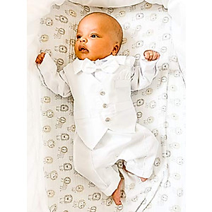 Zevany White Baby Boy Blessing Suit Outfit, Long-Sleeve (0-3M)