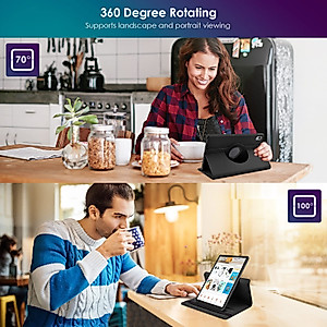 DETUOSI Rotating Case for Lenovo M10 FHD Plus 10.3" 2nd Gen 2020 (TB-X606F/X606X),360 Degree Rotate Multi-Angle Stand Folio Leather Protective Smart Book Cover + Auto Sleep/Wake + Elastic Band Closure