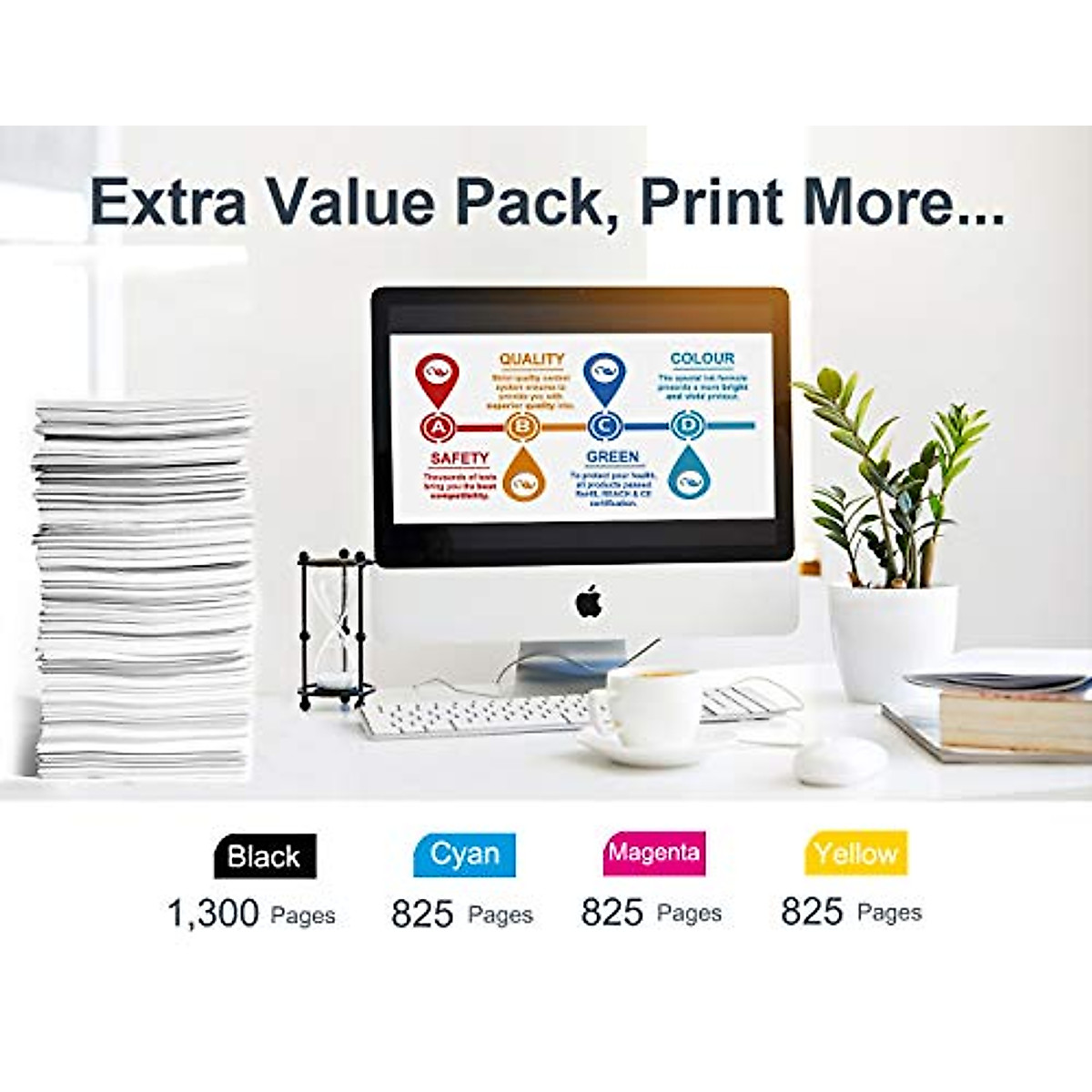 Miss Deer Compatible 934 935 Ink Cartridge Replacement for HP 934XL 935XL Work with Officejet 6812 6815 6820 6825 Officejet Pro 6230 6830 6835 Printer (1 Black, 1 Cyan, 1 Magenta, 1 Yellow) 4 Pack