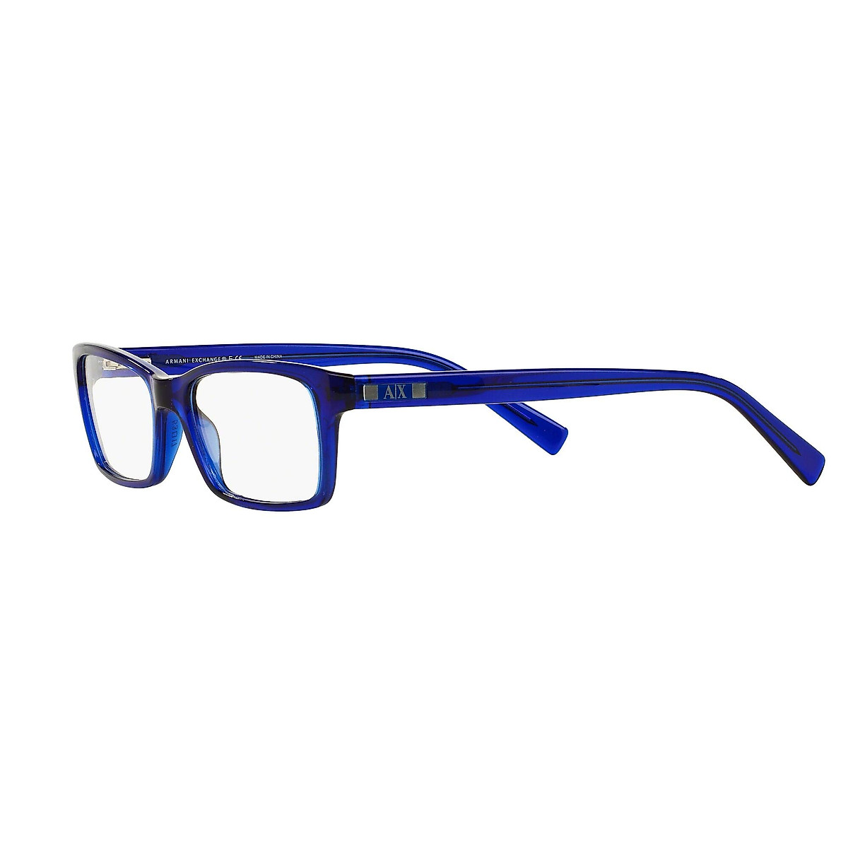 A|X ARMANI EXCHANGE Men's AX3007 Rectangular Prescription Eyeglass Frames, Marine Transparent/Demo Lens, 53 mm