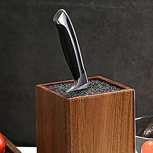 Acacia Wood Blade Holder with Bristles，Knife Holder, Large Capacity, Kitchen Household Multi-function Knife Storage and Placement Rack