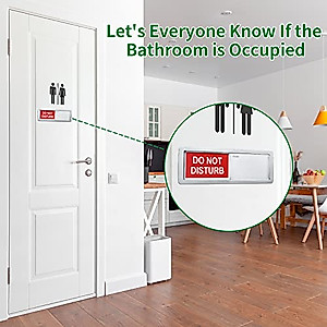 Privacy Sign, Do Not Disturb/Welcome Sign for Home Office Restroom Conference Hotles Hospital, Privacy Slide Door Sign Tells Whether Room in Vacant or Occupied, 7'' x 2'' Indicator - Silver