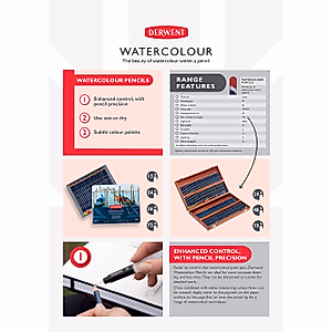 Derwent Colored Pencils, WaterColour, Water Color Pencils, Drawing, Art, Metal Tin, 72 Count (32889)