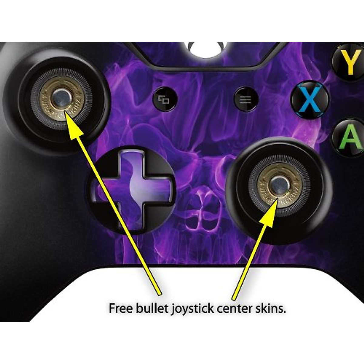 WraptorSkinz Decal Style Vinyl Skin Wrap compatible with XBOX One Original Wireless Controller Flaming Fire Skull Purple - (CONTROLLER NOT INCLUDED)