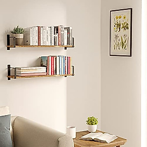 Wallniture Toledo Floating Shelves for Wall, Wall Shelf for Living Room Decor, Kitchen Organization, Bathroom Organizer, Shelves for Bedroom Burnt Set of 2