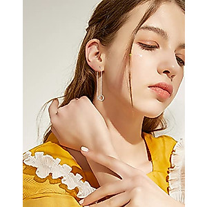 LOLIAS 8Pairs Stainless Steel Threader Earrings for Women Lightweight Drop Dangle Chain Earrings Minimalist Chain Tassel Earrings Set