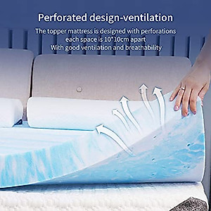 3 Inches Memory Foam Mattress Topper, Gel Infused Ventilated Bed Topper, Soft Foam Topper for Pressure Relieving (Queen)