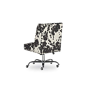 Linon Clayton Black Cow Print Office Chair, Metallic