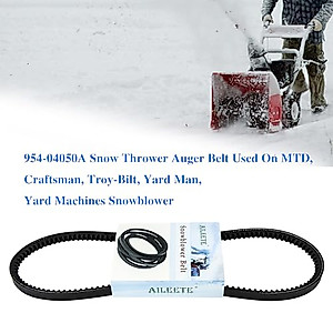 AILEETE 954-04050A Snow Thrower Auger Belt 1/2'' x 35'' for MTD Craftsman Troy-Bilt Cub Cadet Yard Man Yard Machines Snowblower, Replaces 754-04050 754-04050A 954-04050